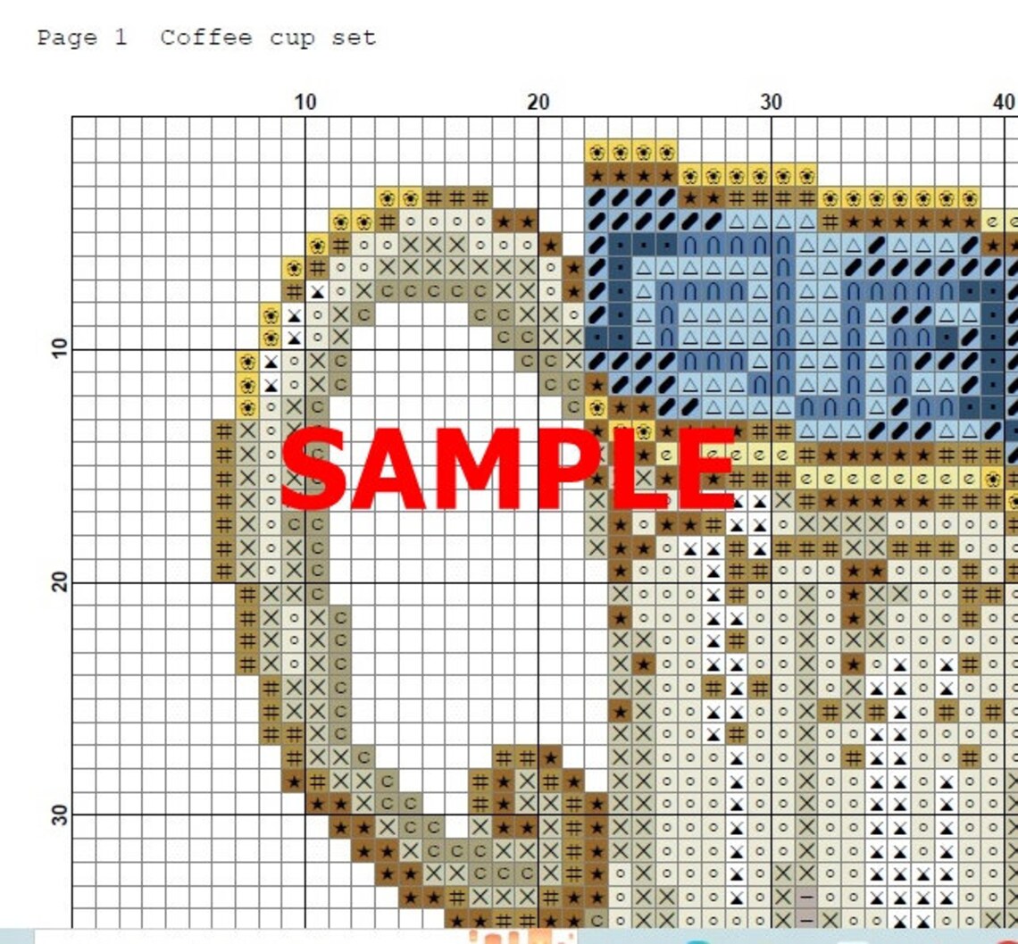 Cups Cross Stitch Pattern, Coffee Cup Set,victorian Tea Cups, Pdf ...