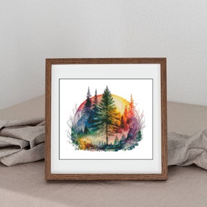 Watercolor Forest Cross Stitch Pattern: Rainbow Tree Landscape (PDF ...