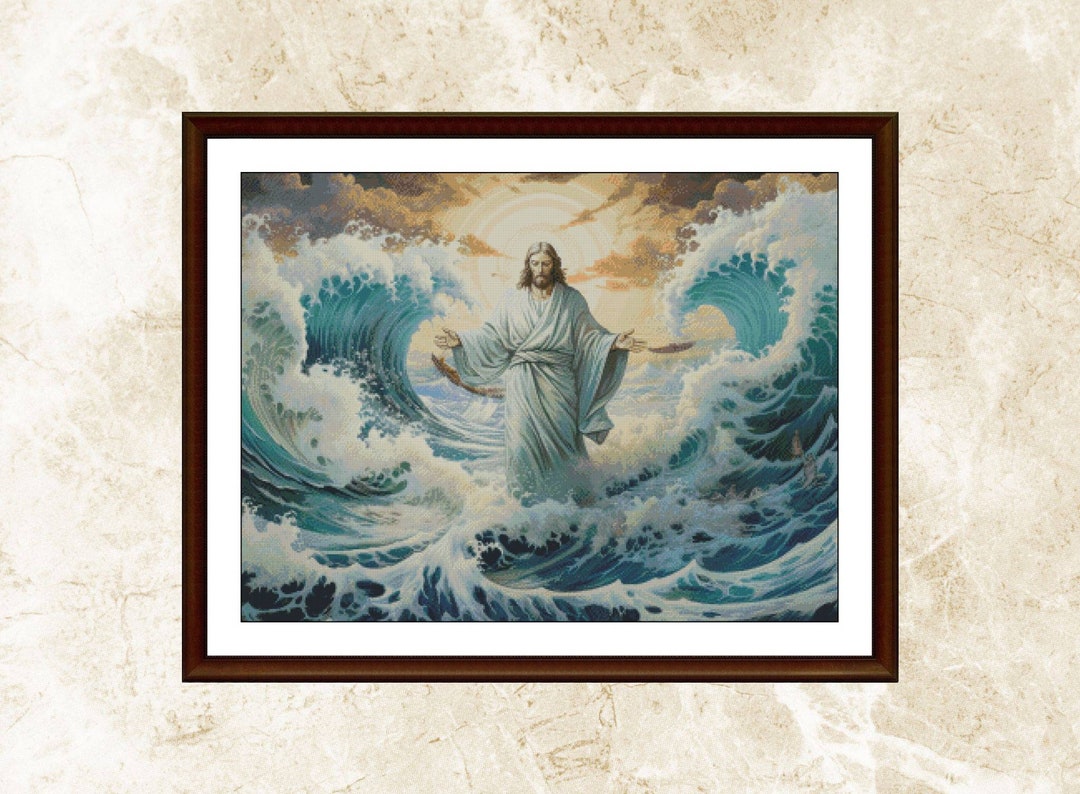 Jesus Cross Stitch Pattern,savior Jesus Christ,sea Waves,patern Keeper ...