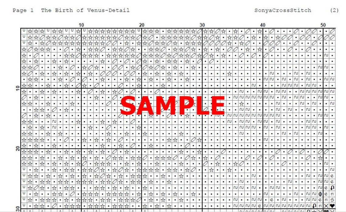 Venus Cross Stitch Patternthe Birth of Venus by Sandro - Etsy