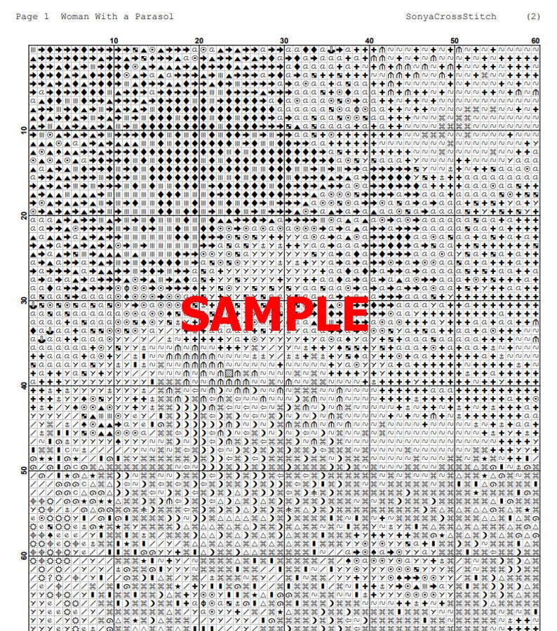 Monet 'woman With Parasol' Cross Stitch Pattern (PDF) - Etsy