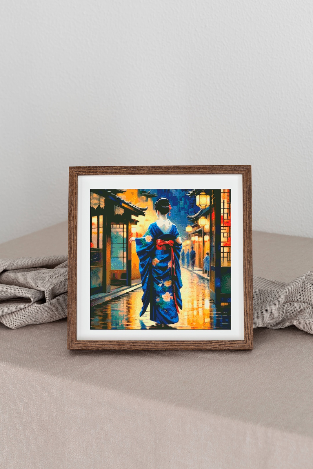 Geisha Night Walk Cross Stitch Pattern: Japanese Embroidery (PDF) - Etsy