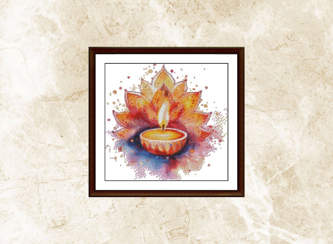 Diwali Lights Cross Stitch Pattern: Modern Embroidery (PDF Pattern) - Etsy