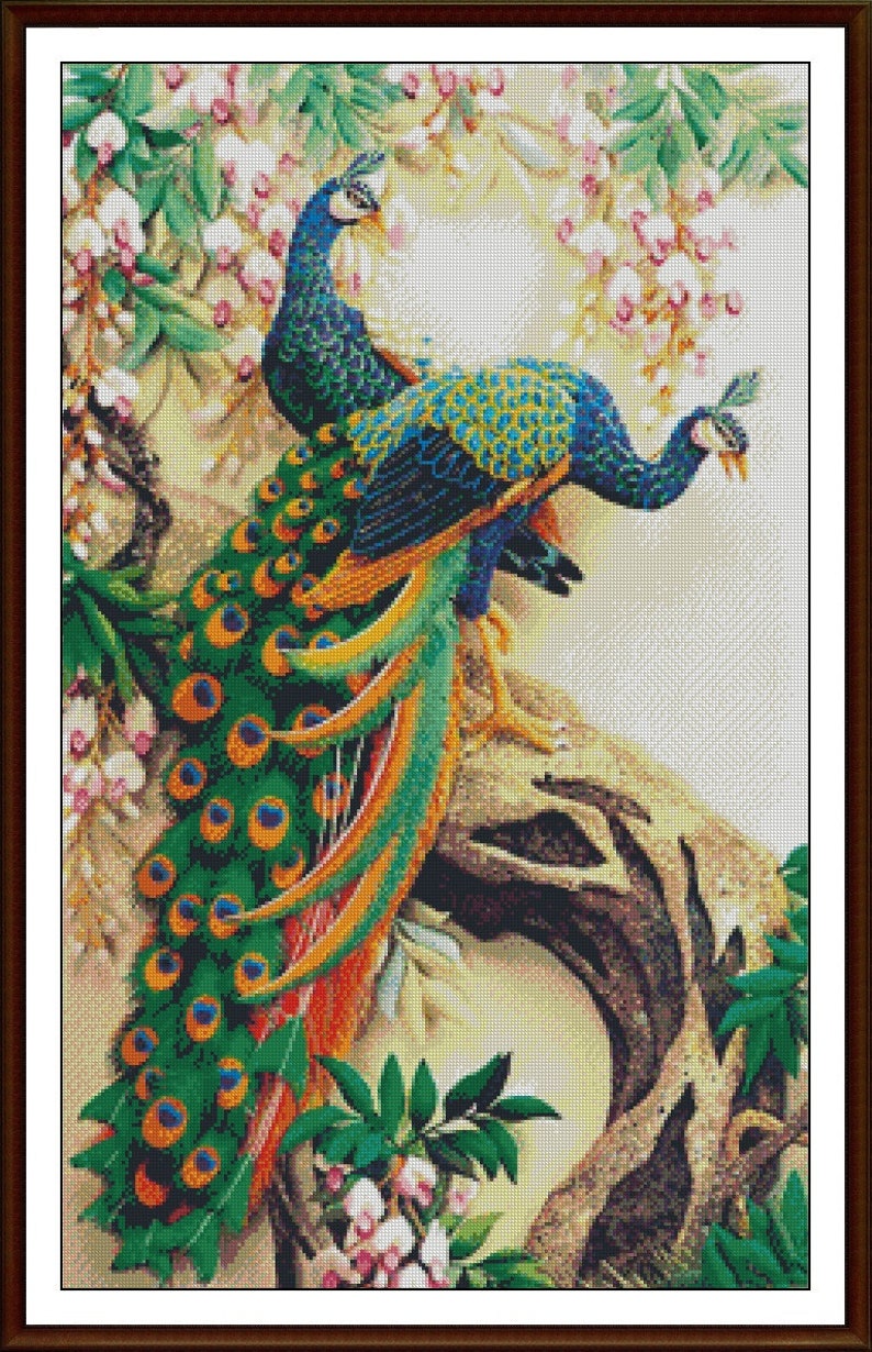 Peacocks Cross Stitch Pattern Beautiful Peacock Counted - Etsy
