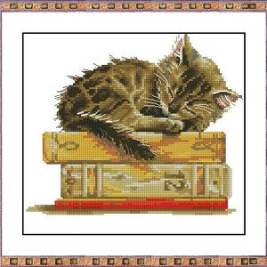 Cat and Book Cross Stitch Pattern,cat Literate,cats Dream,counted Cross ...