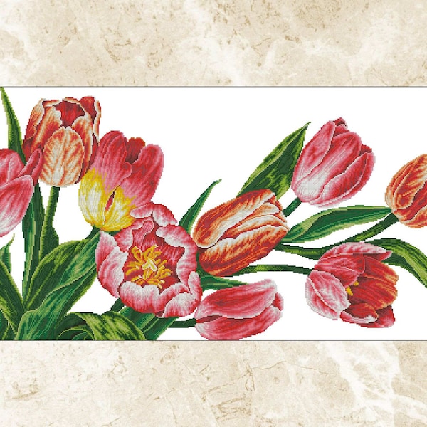 Tulip Cross Stitch - Etsy