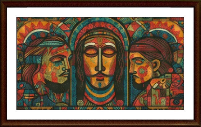 Jesus Cross Stitch Pattern,colorful Jesus,religious,pattern Keeper ...