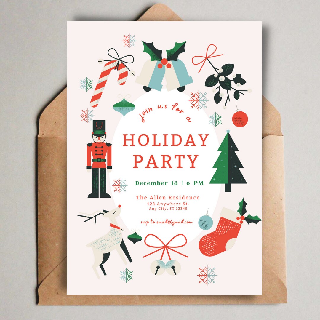 Editable Digital Printable Holiday Party Invite,christmas Party Invite ...