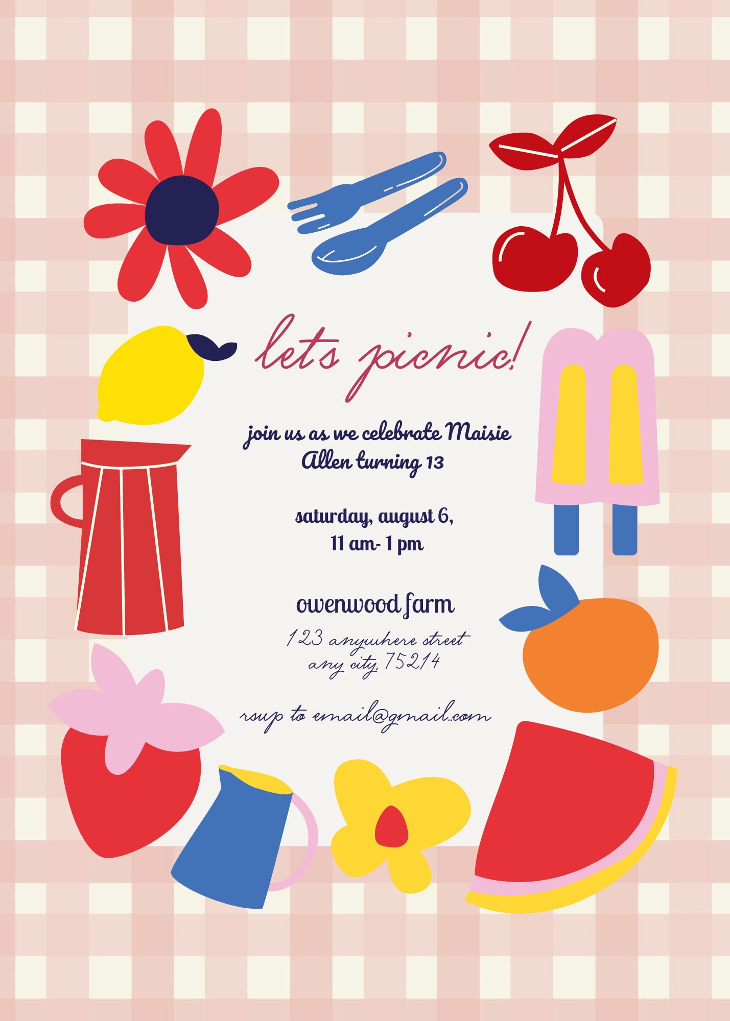 Editable Printable Let’s Picnic! Summer Party Invite - Etsy