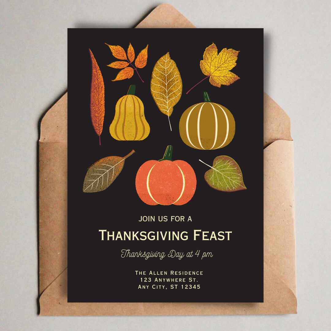 Editable Thanksgiving Feast Invite, Thanksgiving Invite, Thanksgiving ...