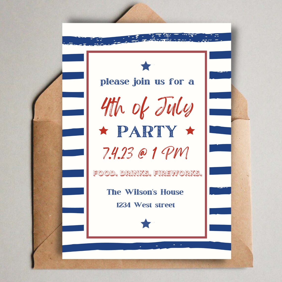 Fourth of July Party Digital Invite, 4th of July Invite Template, 4th ...