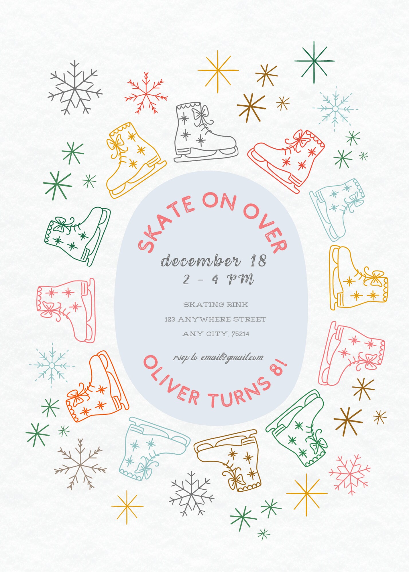 Skate on Over Birthday Invitation, Ice Skating Birthday Invite, Skate ...