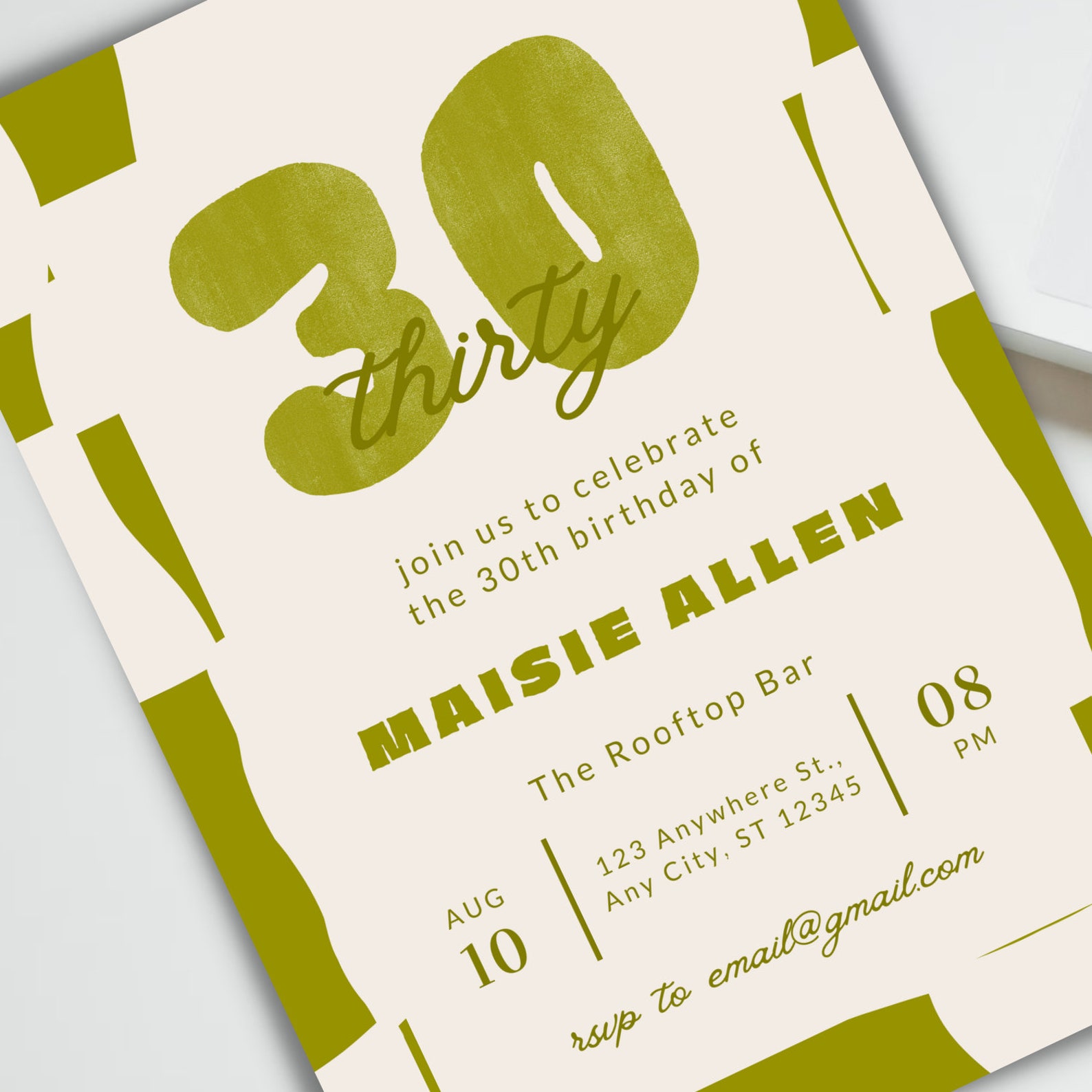30th Birthday Invitation, Retro Green Checkered Invite, 30th Birthday ...