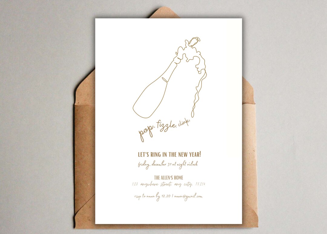 Pop Fizzle Clink New Year's Eve Party Invite, New Year's Eve Party ...