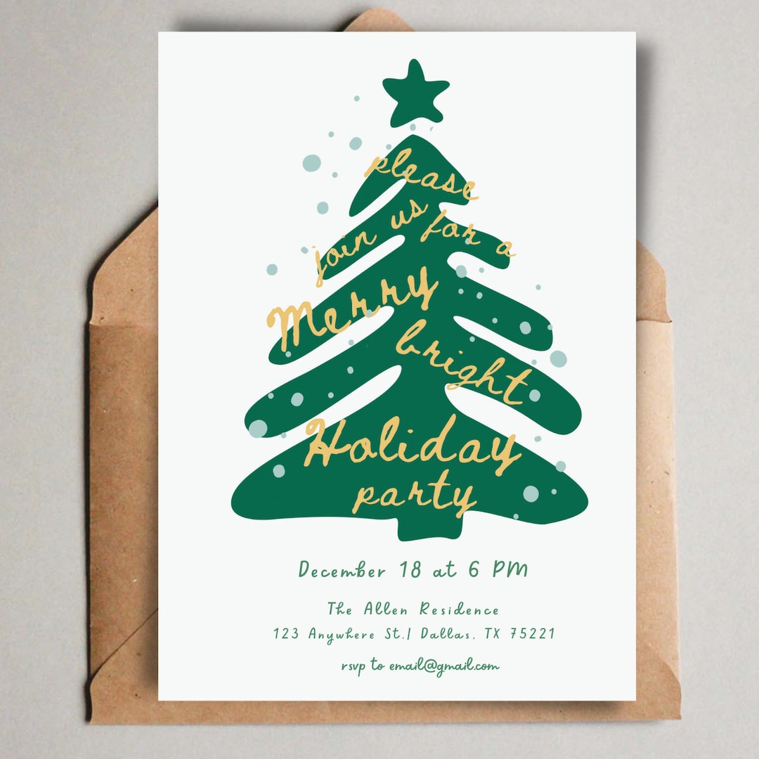 Editable Digital Printable Holiday Party Invite,christmas Party Invite ...