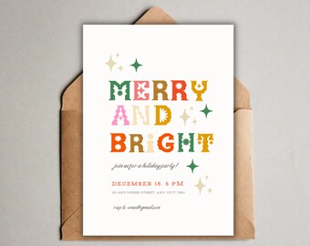Merry and Bright Invite - Etsy