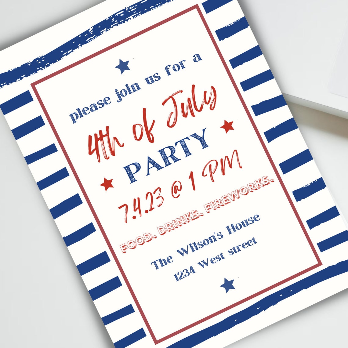 Fourth of July Party Digital Invite, 4th of July Invite Template, 4th ...