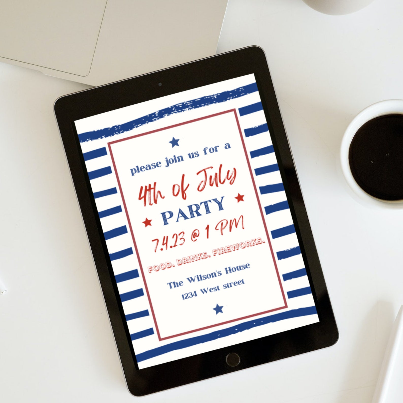 Fourth of July Party Digital Invite, 4th of July Invite Template, 4th ...