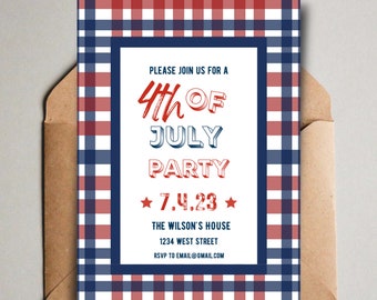 Fourth Of July Bbq Party Invite 4th Of July Invite Template 4th Of July Invitation Digital