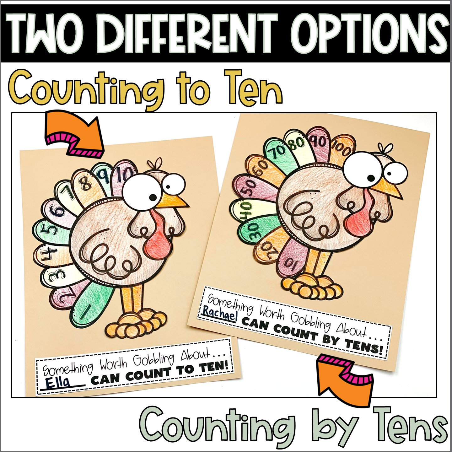 Turkey Counting Craft for Kids | Counting to 10 & Counting by Tens ...