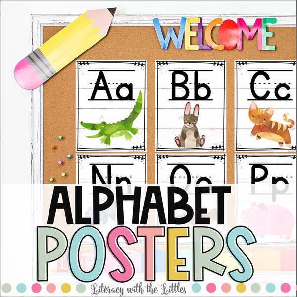 Watercolor Classroom Alphabet Posters - Etsy