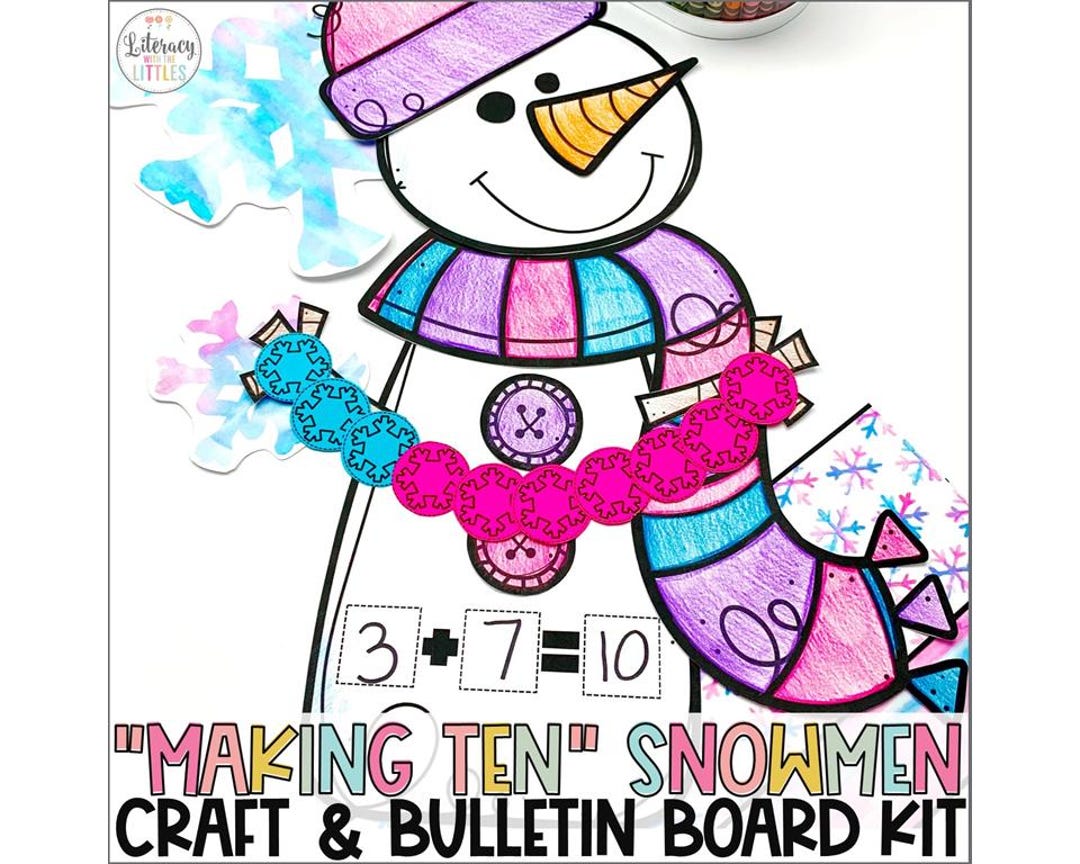 Snowman Addition Craft & Bulletin Board Kit Snowmen Making Ten Math ...