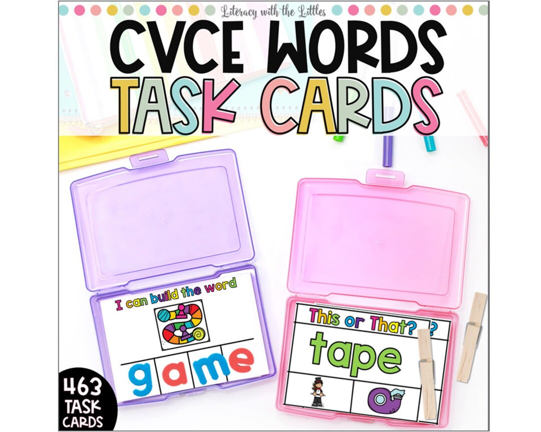 CVCE Words Task Cards | Reading Long Vowel Words With a Silent E ...