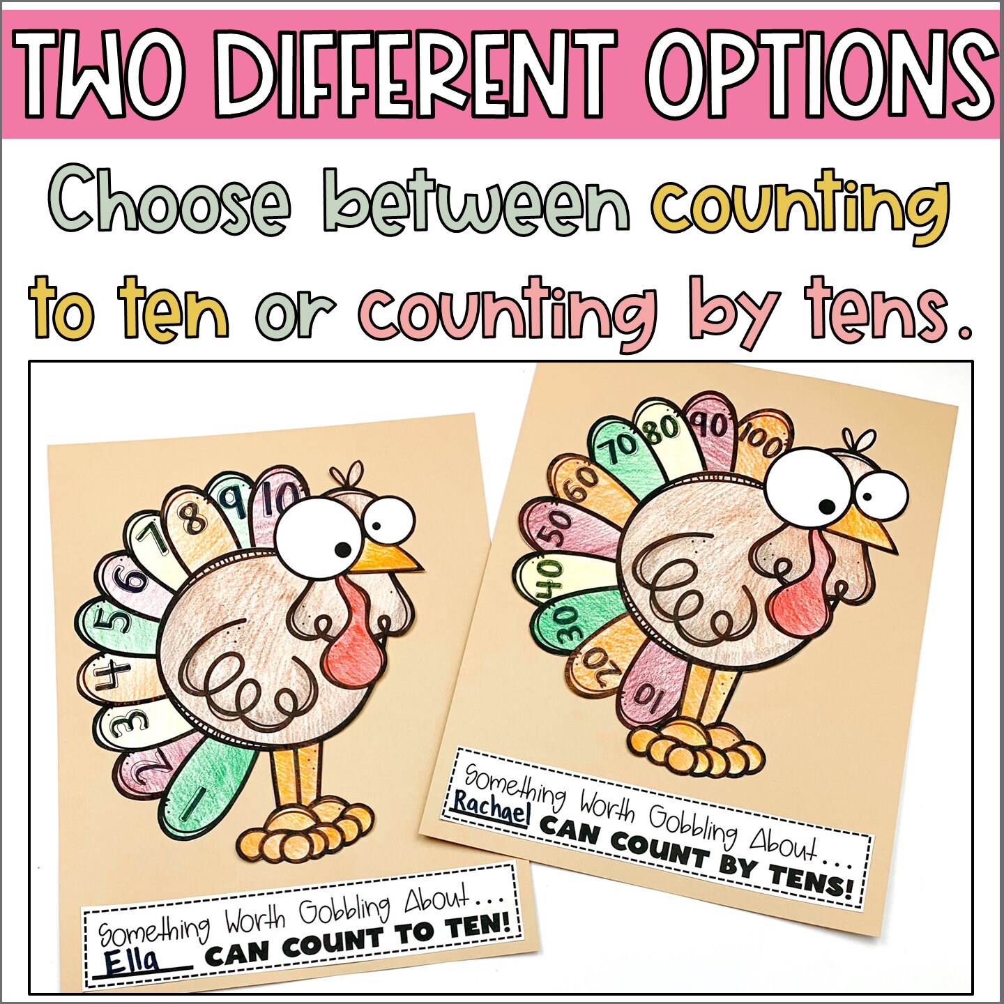 Turkey Counting Craft for Kids | Counting to 10 & Counting by Tens ...