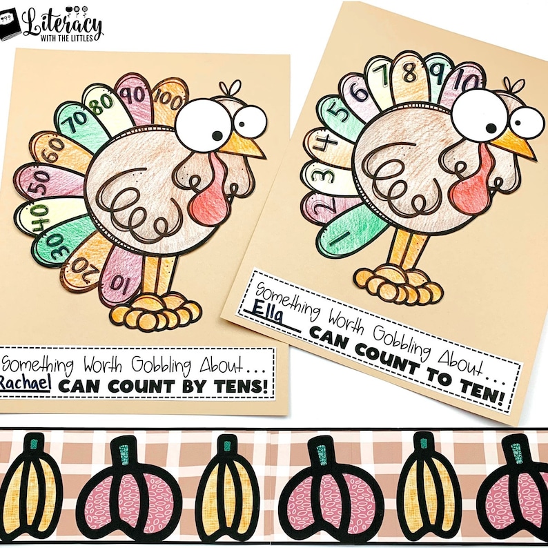 Turkey Counting Craft for Kids | Counting to 10 & Counting by Tens ...