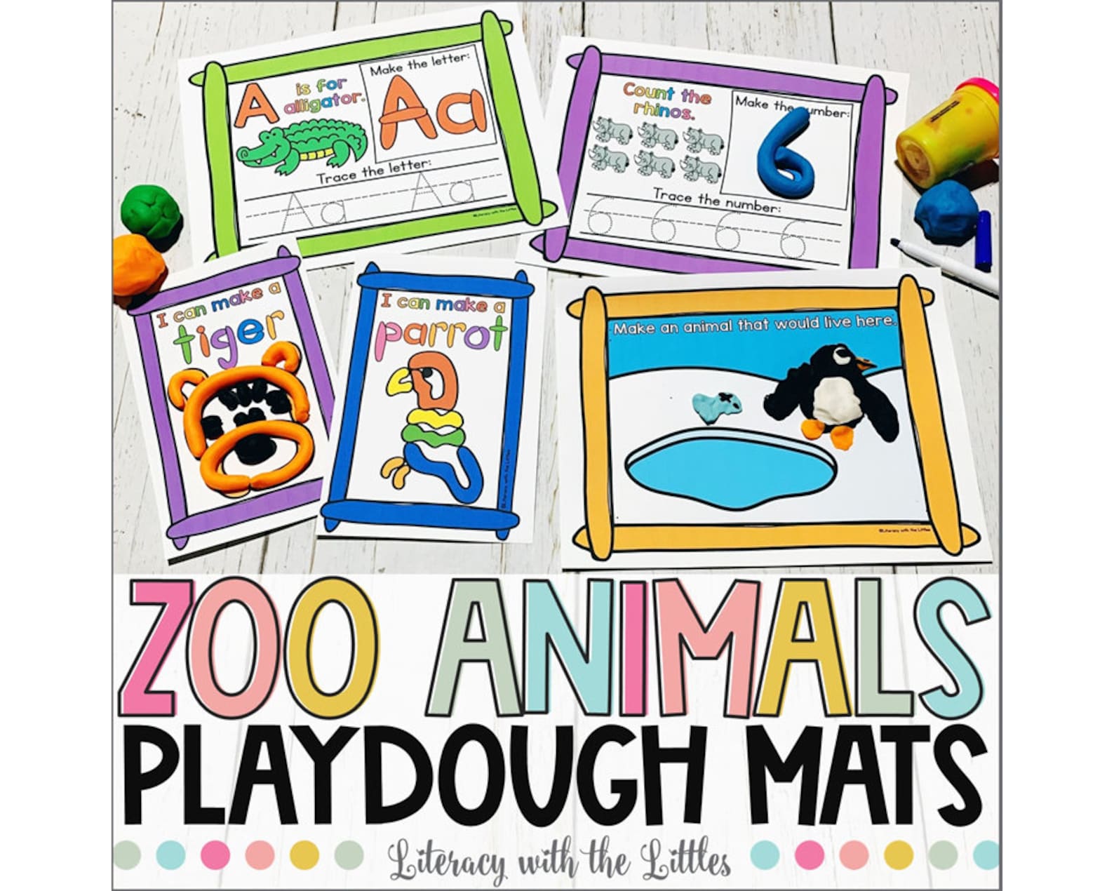 Zoo Animals Playdough Mats | Animals From A-Z | Alphabet, Numbers ...