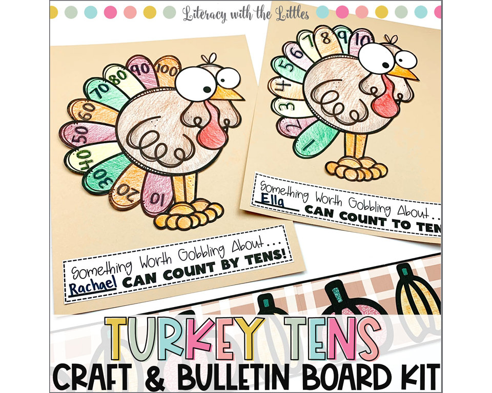 Turkey Counting Craft for Kids | Counting to 10 & Counting by Tens ...