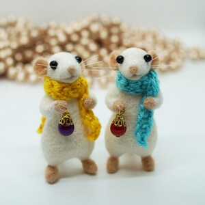 Stuart the Mouse, Miniature Needle Felted Mouse in a Yellow Scarf ...