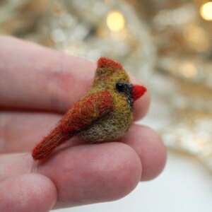 Couple of Tiny Needle Felted Cardinals, Miniature Bird, Male and Female ...