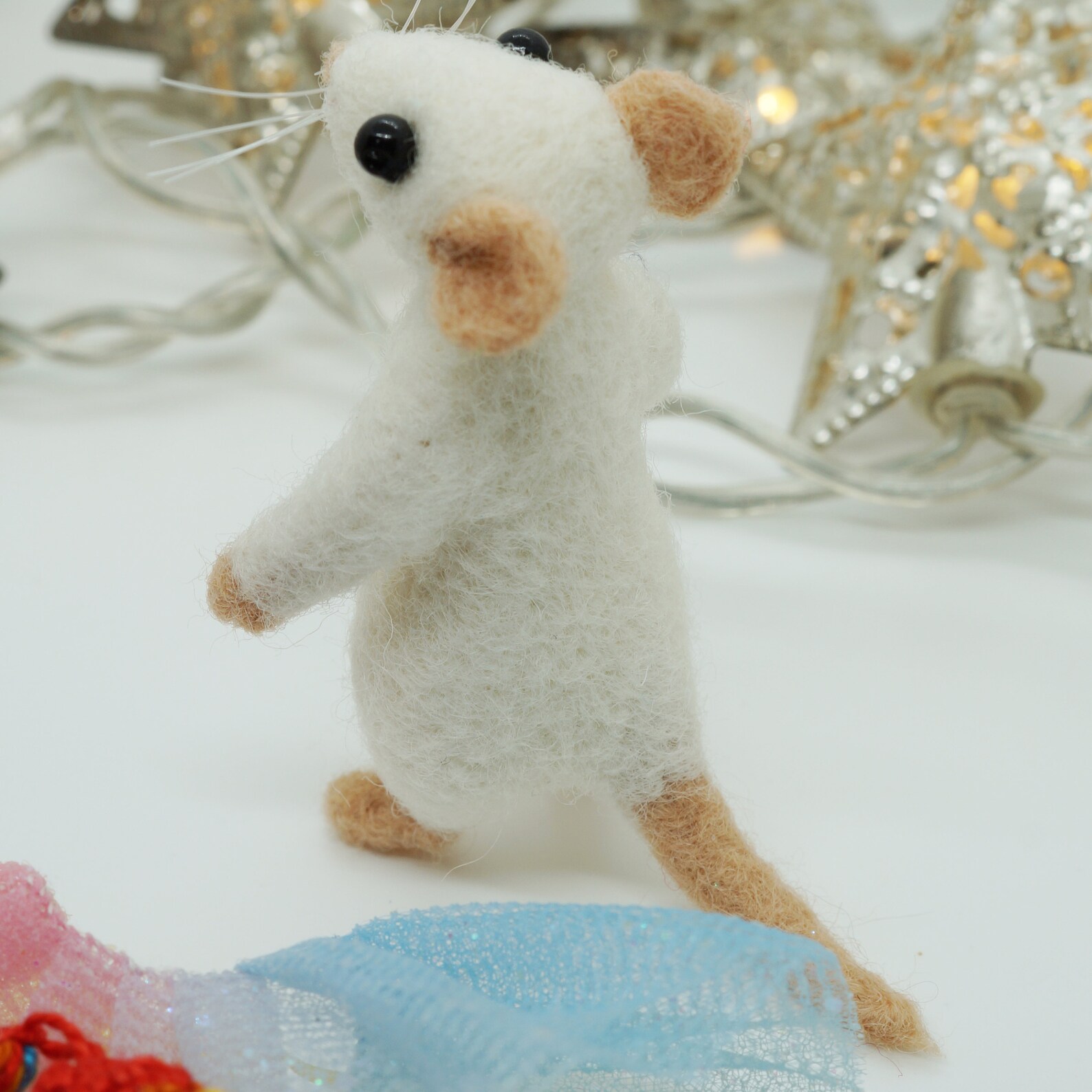 Poppy the Mouse Miniature Needle Felted Mouse in a Rainbow - Etsy