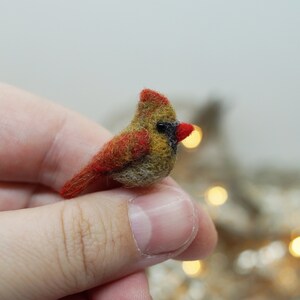 Couple of Tiny Needle Felted Cardinals, Miniature Bird, Male and Female ...
