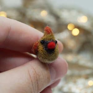 Couple of Tiny Needle Felted Cardinals, Miniature Bird, Male and Female ...