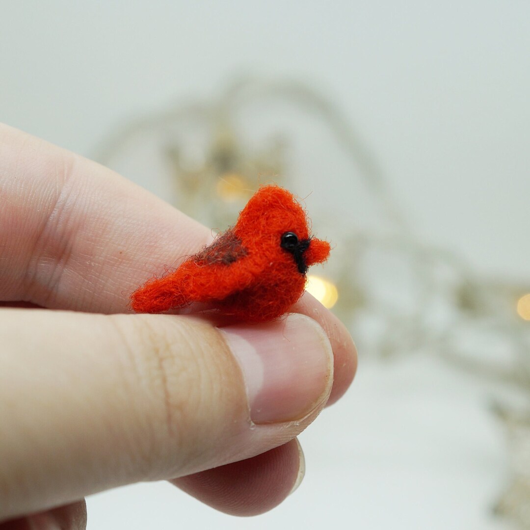 Tiny Needle Felted Cardinal, Miniature Bird, 1 Ready to Ship From NY - Etsy