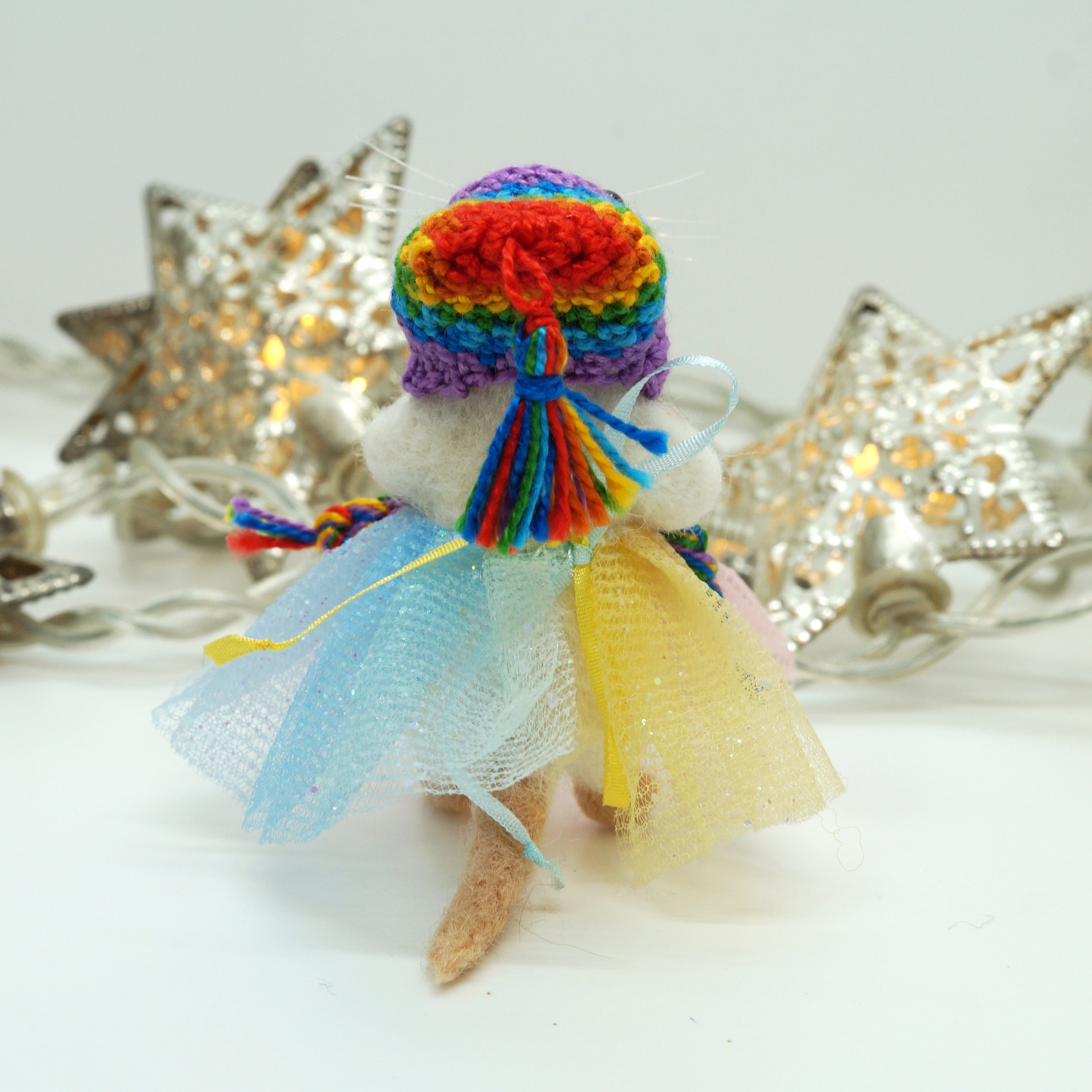 Poppy the Mouse Miniature Needle Felted Mouse in a Rainbow - Etsy