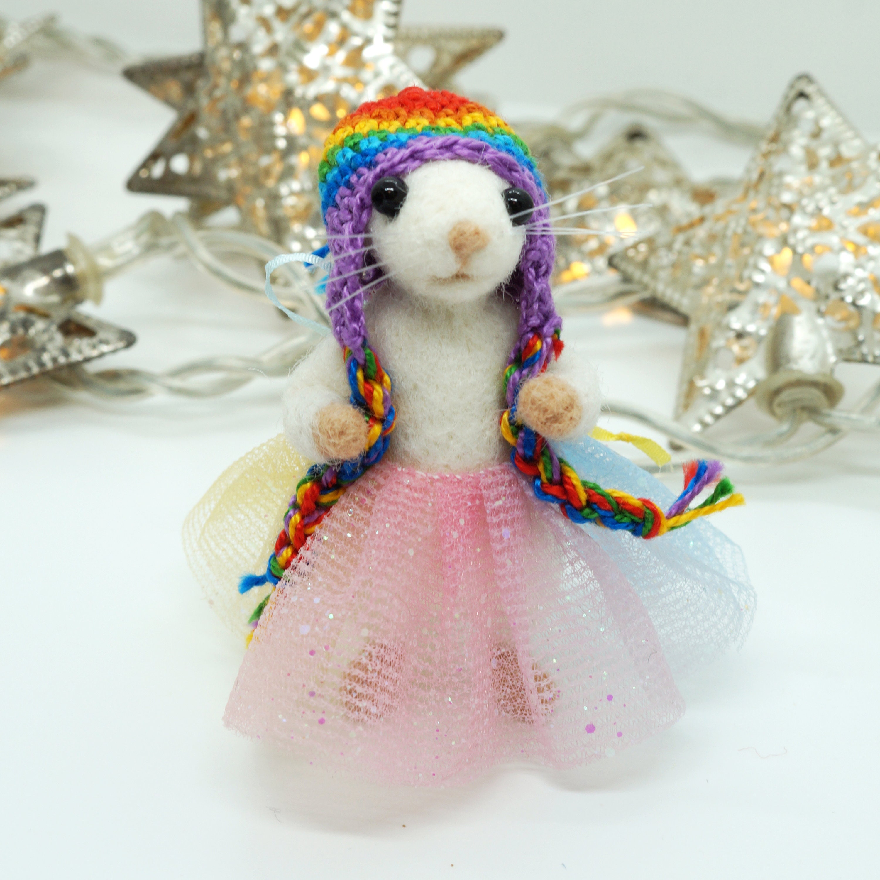 Poppy the Mouse Miniature Needle Felted Mouse in a Rainbow - Etsy