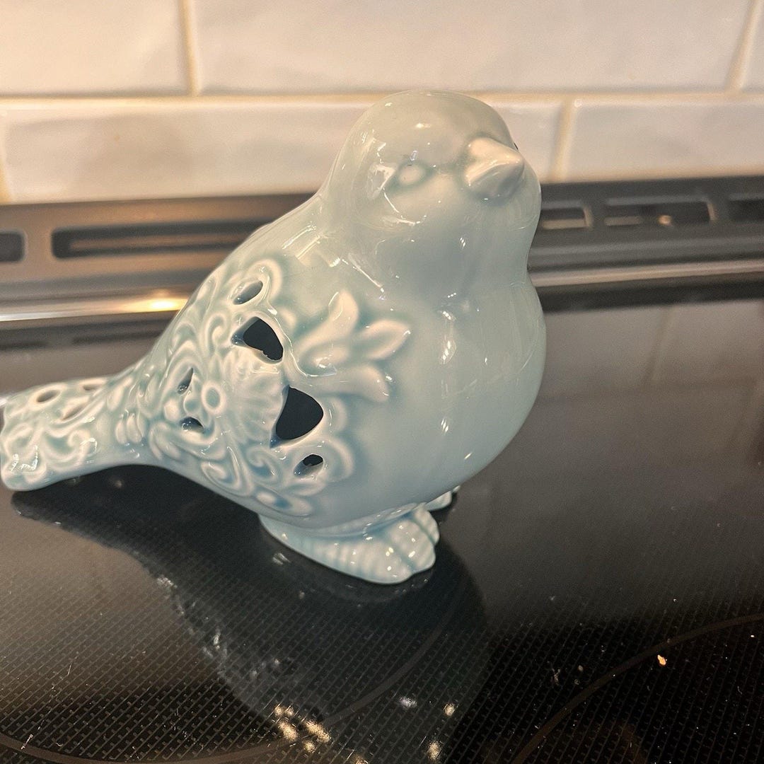 Vintage Ceramic Celadon Lattice Blue Bird of Happiness , Songbird ...