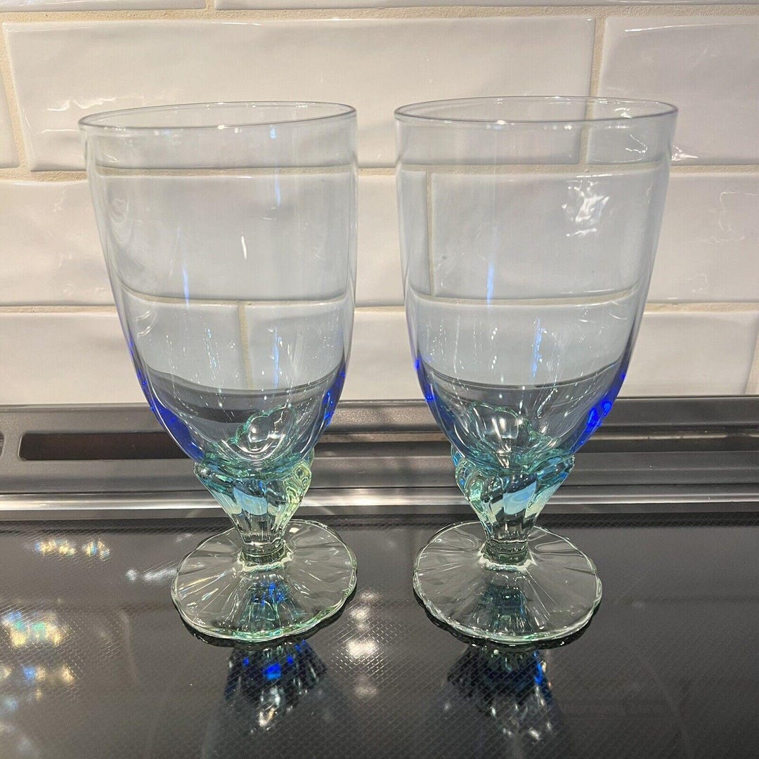 Bormioli Rocco Bahia Iced Tea Water Glasses Italy Blue Green 7 3/8 ...