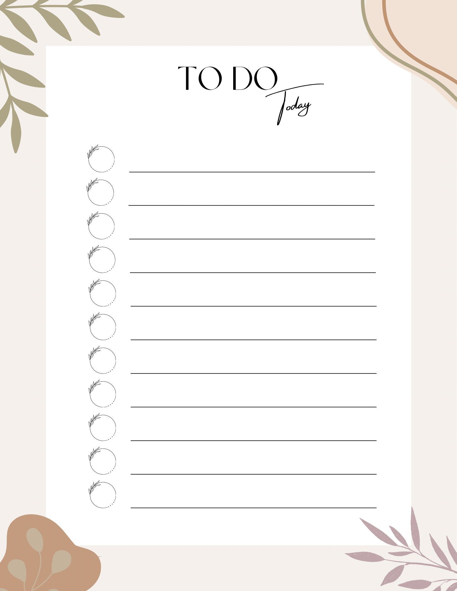 Daily to Do Checklist, Printable Download - Etsy