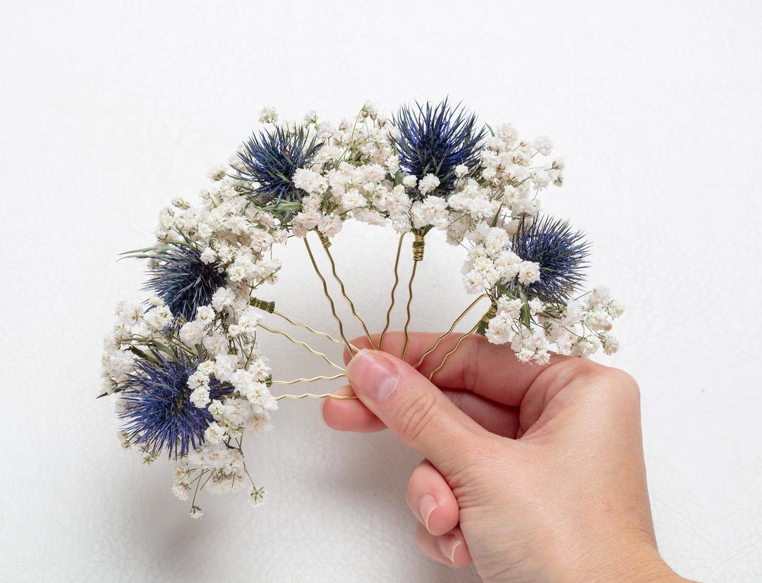 Thistle Hair Pins, Gypsophila Wedding Hair Clips, Set of 5 - Etsy