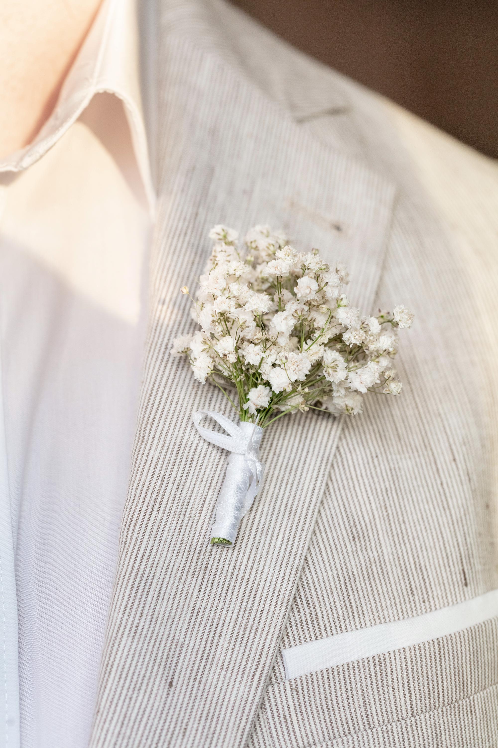 Wedding Boutonniere, Dried Baby's Breath Wedding Boutonniere and ...