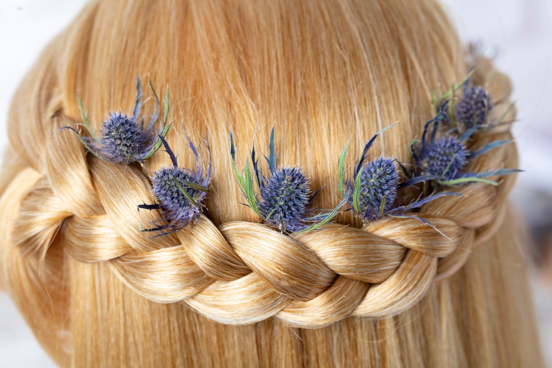 Wedding Thistle Hair Pins, Eryngium Hair Clips, Hair Pin, Bridal Hair ...