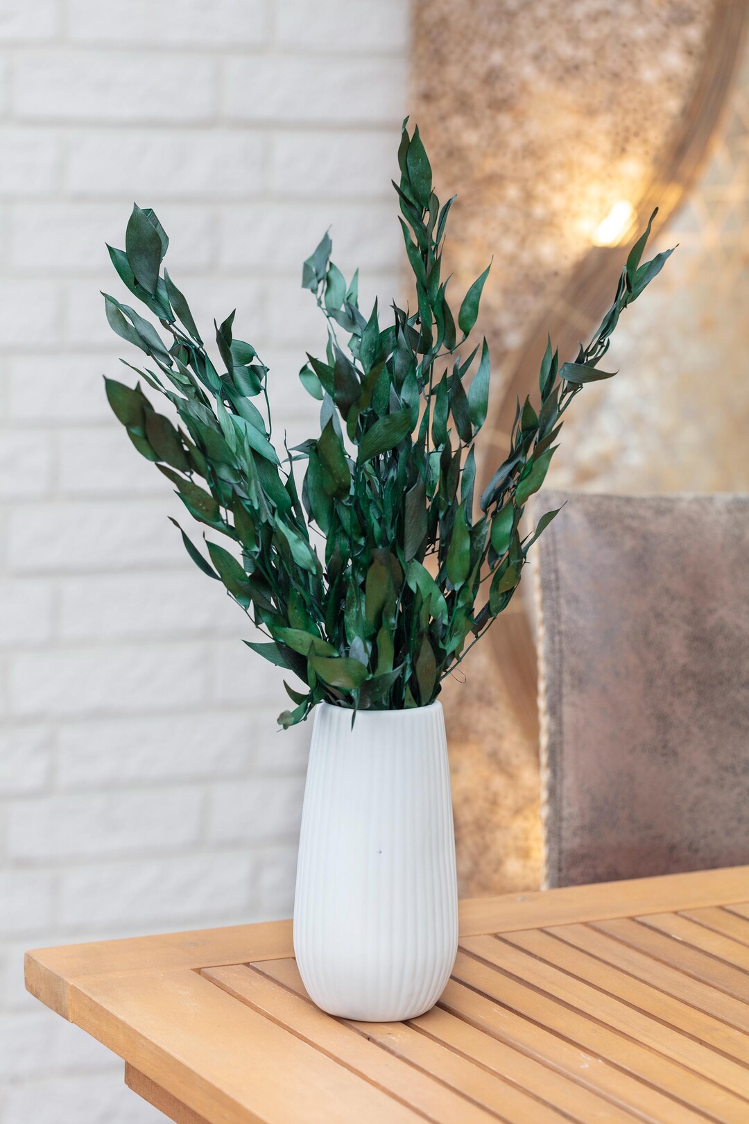 Preserved Italian Green Ruscus, Preserved Stems, Boho, Wedding Decor ...
