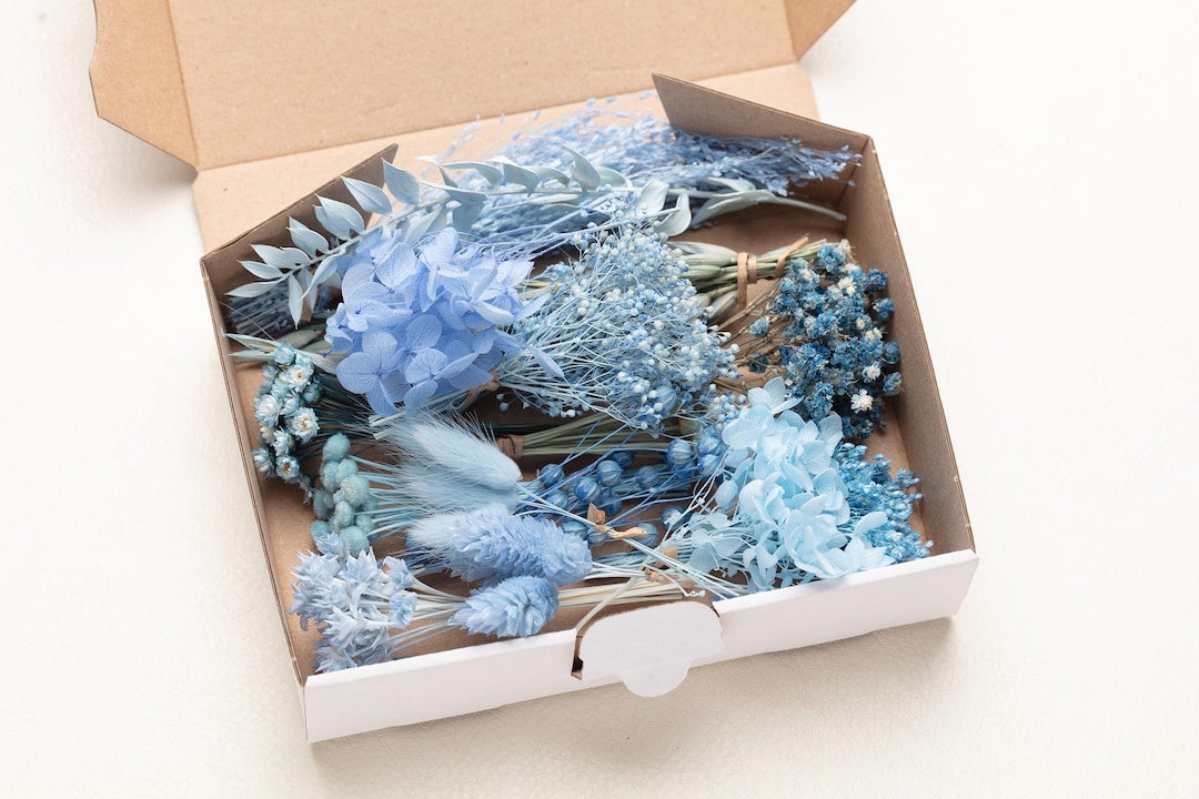 Dried Blue Flowers Natural Set, DIY Mix, DIY Set, for Craft, Flower Box ...