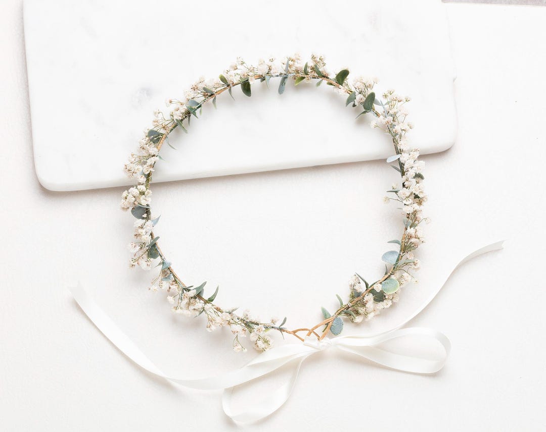 Eucalyptus Bridal Hair Wreath Eucalyptus Baby Breath Crown Greenery ...