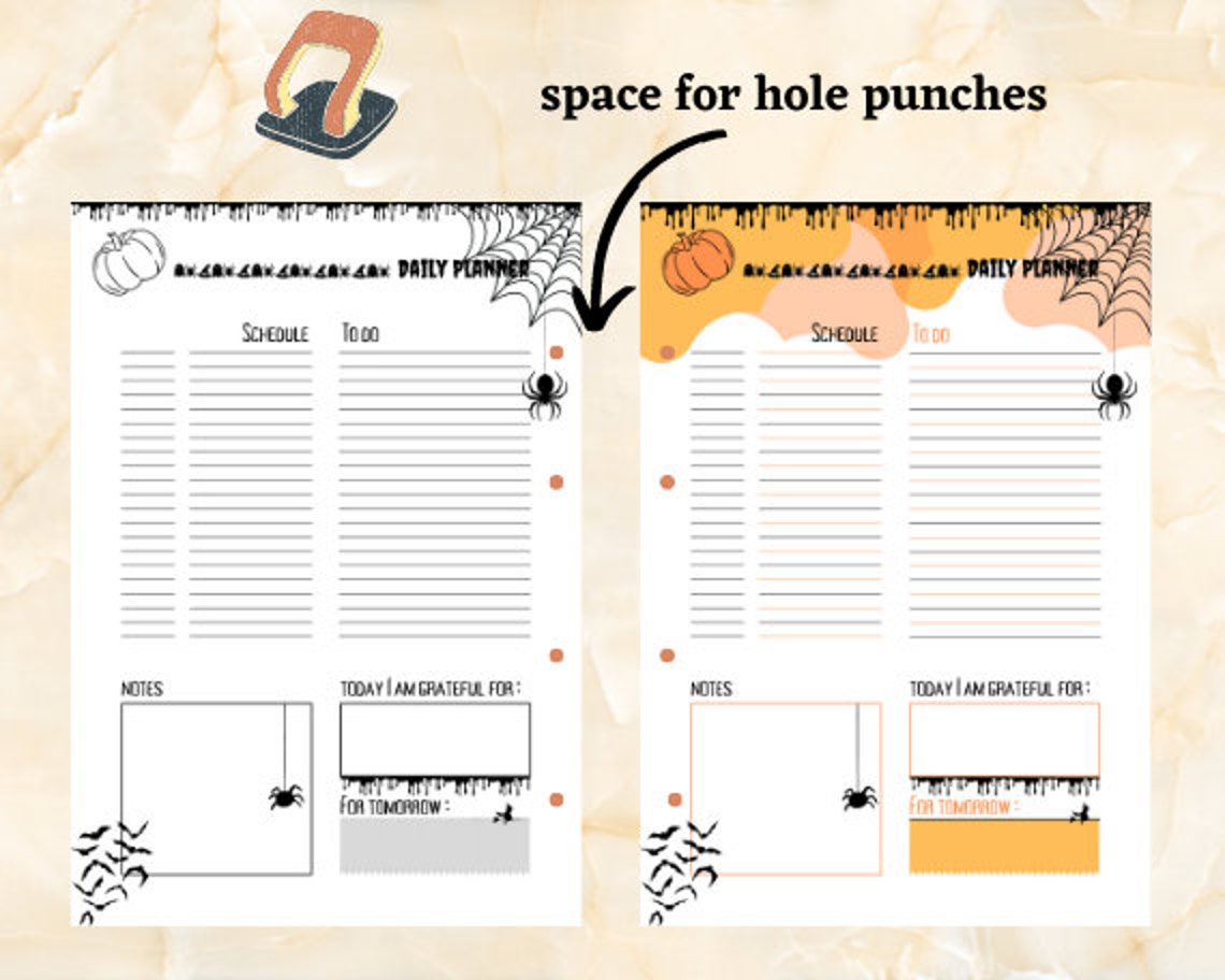 Halloween Daily Planner Digital Download, Printable Daily Planner, - Etsy