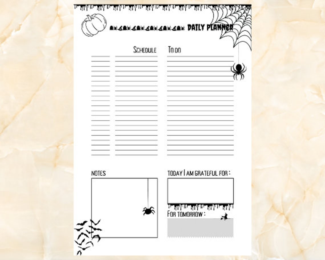 Halloween Daily Planner Digital Download, Printable Daily Planner, - Etsy